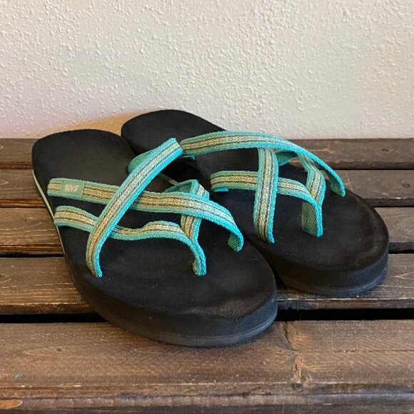 Teva | Shoes | Teva Womens Mush Mandalyn Turquoise Strappy Flip Flops ...
